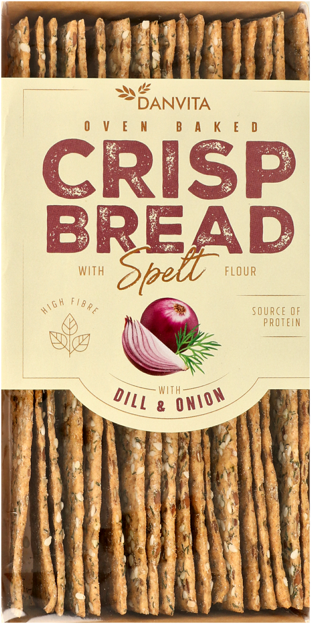 DANVITA, , płaskie chlebki z mąki orkiszowej, z cebulką i koperkiem ...