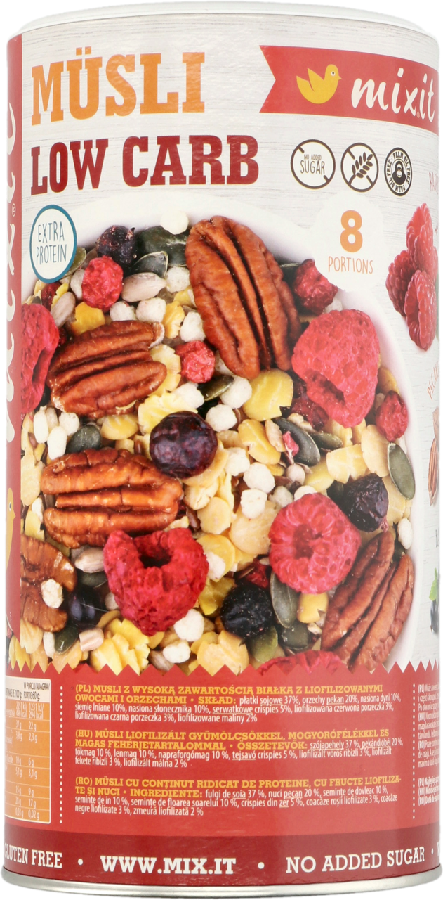 MIXIT, Low Carb , musli z wysoką zwartością białka z liofilizowanymi ...