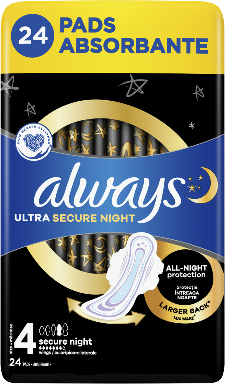 ALWAYS, Ultra Secure Night, podpaski higieniczne, zapachowe,, 24 szt ...