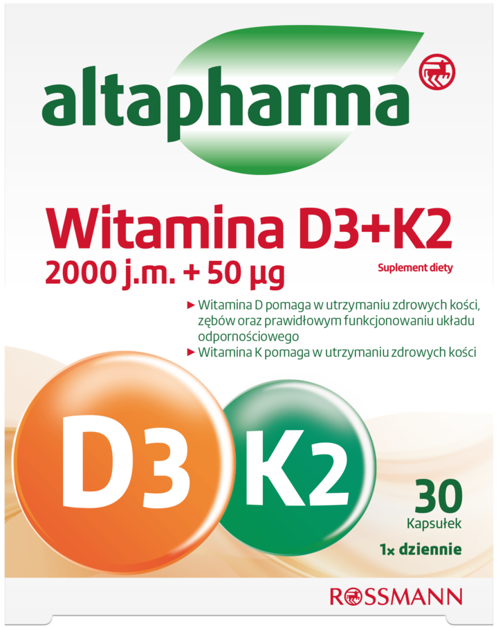 ALTAPHARMA, , kapsułki, Witamina D3+K2, suplement diety, 30 szt. | Drogeria Rossmann.pl