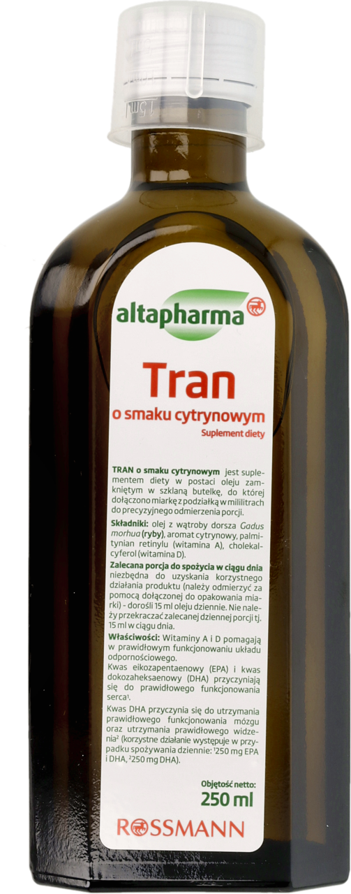ALTAPHARMA, , tran o smaku cytrynowym, suplement diety, 250 ml ...