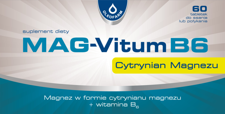 MAG-VITUM B6, , tabletki, Cytrynian Magnezu o smaku mięty, suplement diety, 60 szt. | Drogeria ...