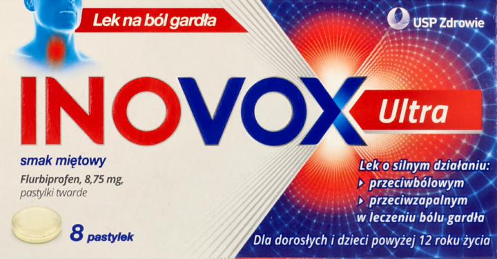 INOVOX, , pastylki do ssania, na ból gardła, smak miętowy, lek OTC, 8 ...