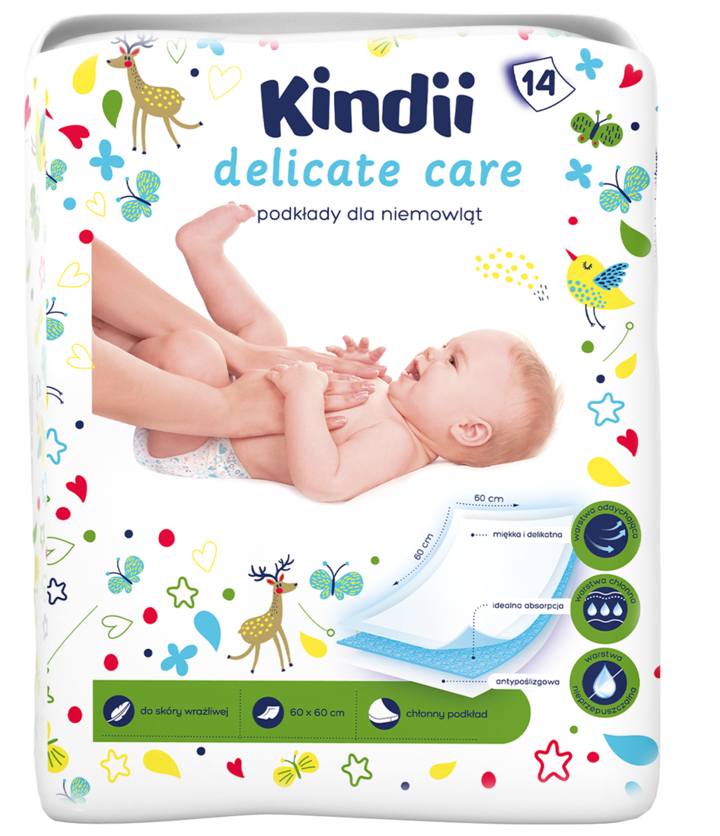 KINDII, Delicate Care , podkład higieniczne dla niemowląt, 60 x 60 cm ...