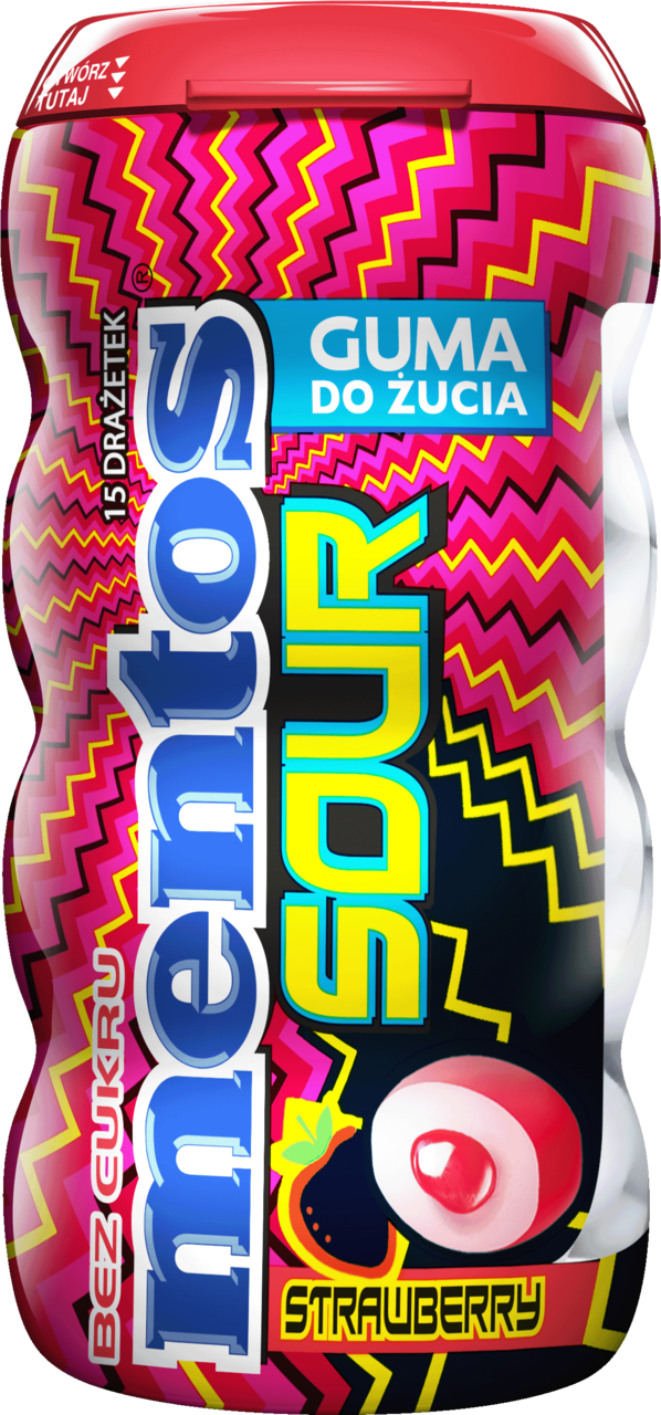 MENTOS, Sour , guma do żucia o smaku truskawkowym, 30 g | Drogeria ...