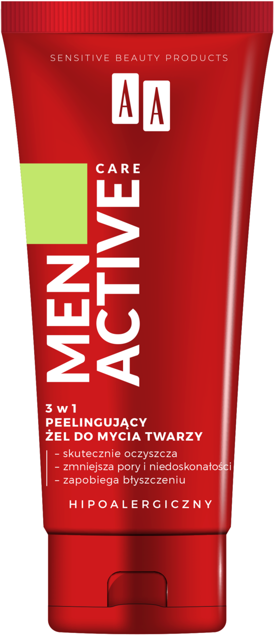 AA MEN, Active Care , żel do mycia twarzy peelingujący, 3w1 ...