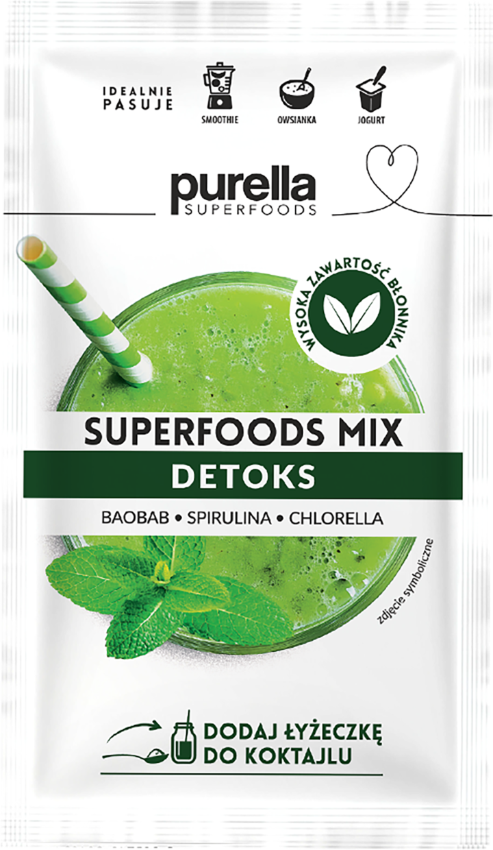 PURELLA SUPERFOODS, , mieszanka baobab, spirulina, chlorella, 40 g ...
