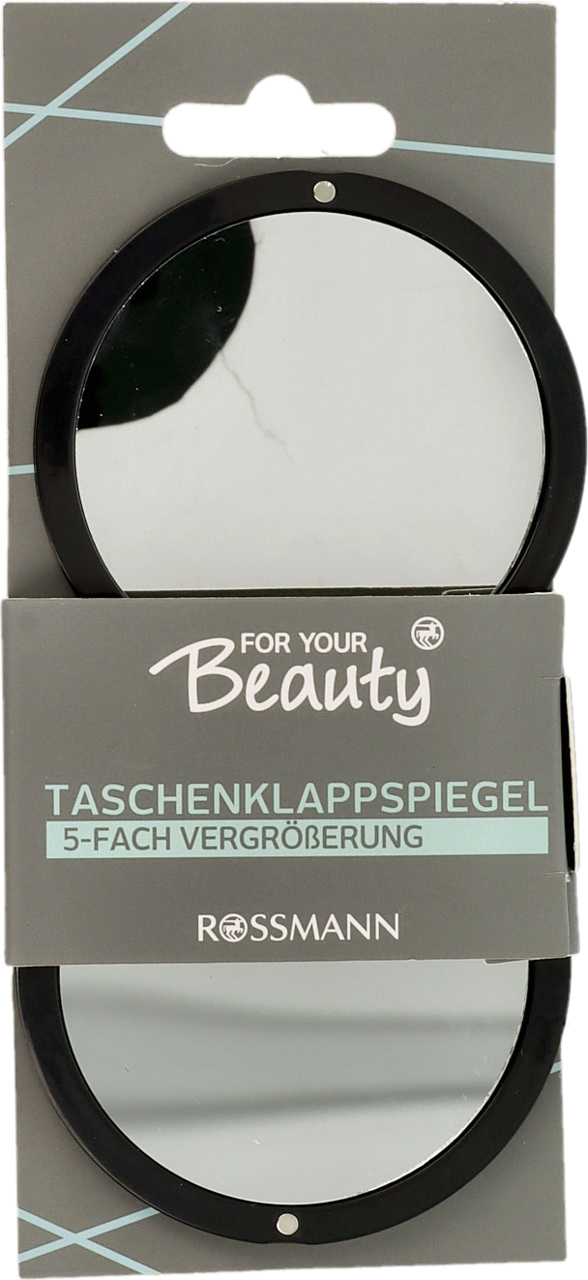 FOR YOUR BEAUTY, lusterko kieszonkowe, składane, czarne, 5x,, 1 szt ...