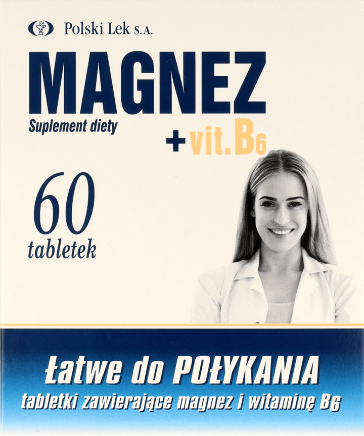 POLSKI LEK, Magnez , tabletki, Magnez + Wit.B6, suplement diety, 60 szt. | Drogeria Rossmann.pl