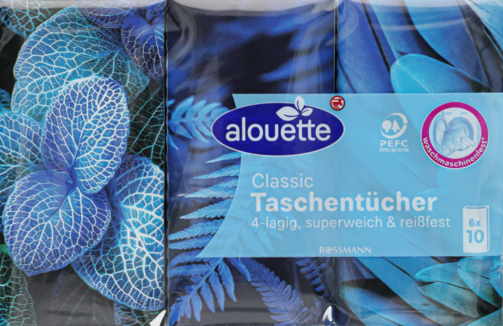 ALOUETTE, Classic , chusteczki higieniczne, 4-warstwowe, 6 x 10 szt ...