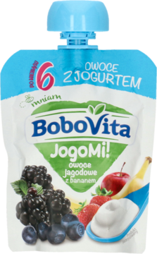 BOBOVITA, JogoMI! , deserek w tubce, Jogurt z owocami jagodowymi i ...