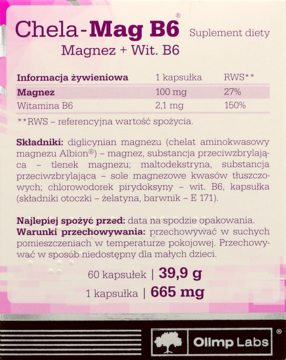 OLIMP LABS, Chela-Mag B6 , kapsułki, Magnez + Witamina B6, suplement ...