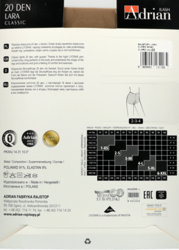 ADRIAN, , rajstopy 20den, claro 3, 1 para | Drogeria Rossmann.pl
