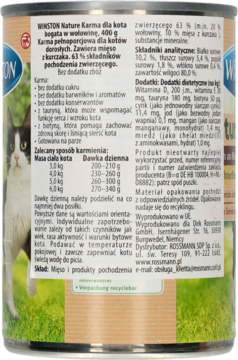 WINSTON, Nature , karma pełnoporcjowa mokra dla dorosłych kotów, z ...