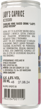 LADY'S CAPRICE, Mołdawia , wino musujące z sokiem z truskawek ...