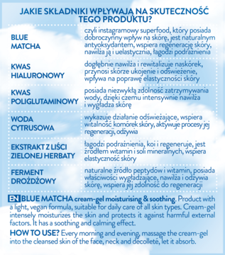 BIELENDA, Blue Matcha , krem-żel do twarzy, nawilżająco-kojący, dzień ...
