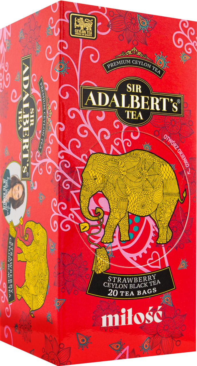 ADALBERT'S TEA, herbata czarna, cejlońska, o smaku truskawkowym, Miłość ...