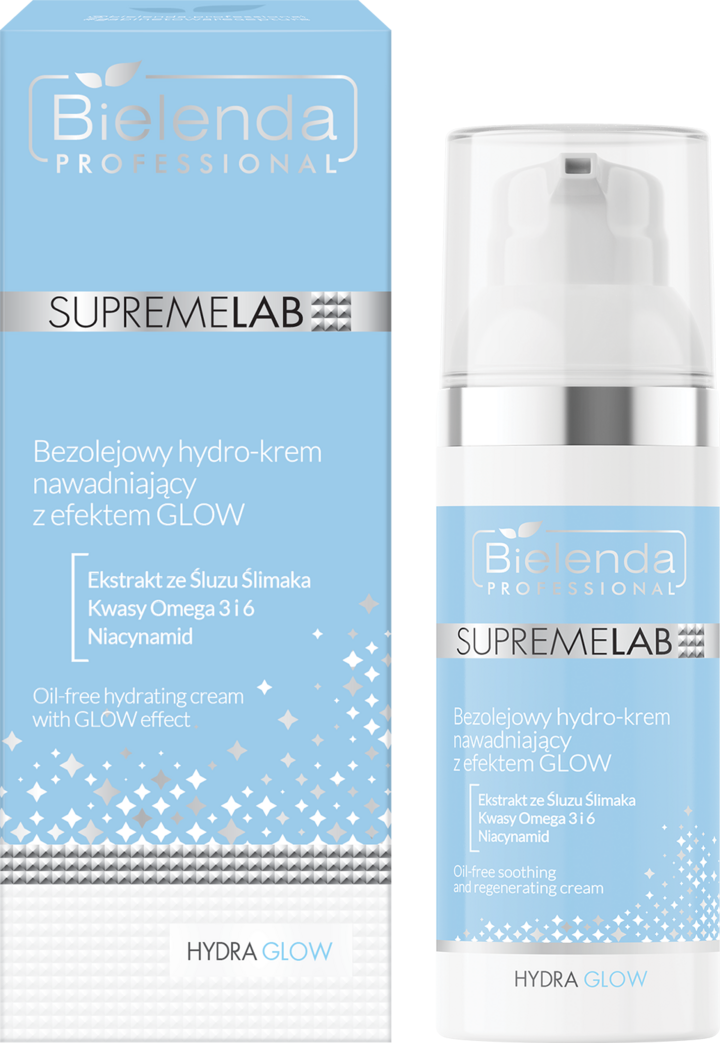 BIELENDA PROFESSIONAL, SupremeLab Hydra Glow, krem do twarzy bezolejowy, nawadniający z efektem ...