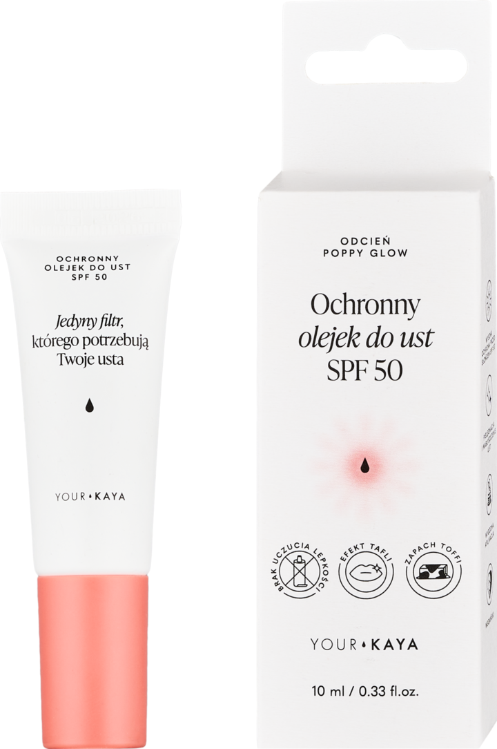 YOUR KAYA, ochronny olejek do ust, SPF50, Poppy Glow, 10 ml | Drogeria Rossmann.pl