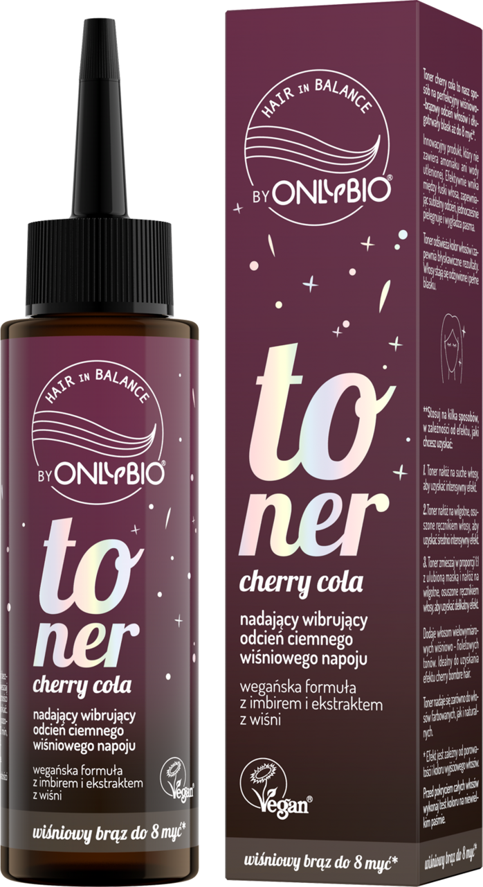 ONLYBIO, Hair in Balance , toner do włosów, kolor cherry cola, 100 ml ...