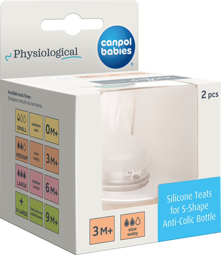 CANPOL BABIES, Physiological , smoczek do butelki S-Shape, silikonowy ...