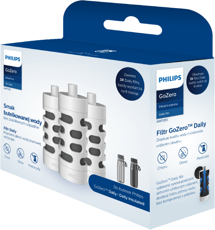 PHILIPS, GoZero Daily, wkład filtrujący do butelki, 3 szt. | Drogeria ...