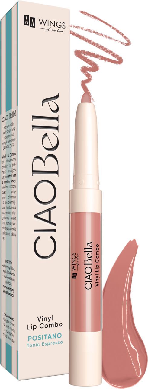 AA WINGS OF COLOR, , konturówka i błyszczyk do ust, 2w1, nr 01 Almond Pink Mix, 1 szt ...