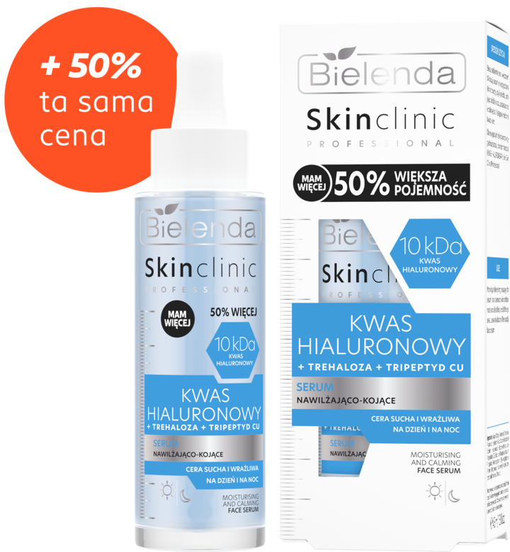 BIELENDA, Skin Clinic Professional Kwas Hialuronowy, serum do twarzy, nawilżająco-kojące, na ...