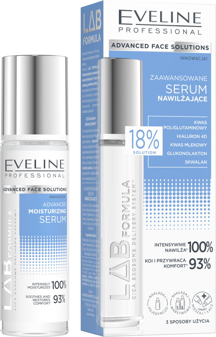 EVELINE COSMETICS, Advanced Face Solutions LAB Formula, serum do twarzy, nawilżające, 30 ml ...