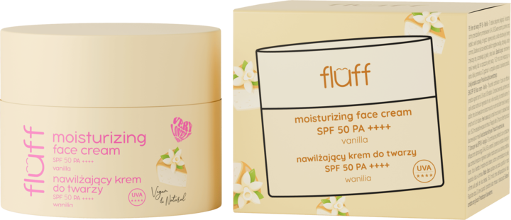 FLUFF, krem do twarzy, nawilżający, SPF 50, Wanilia, 50 ml | Drogeria ...