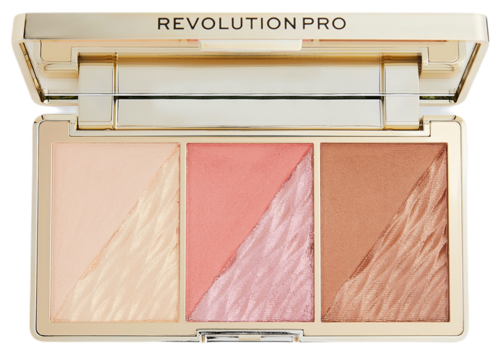 REVOLUTION PRO, , paleta do makijażu twarzy, Rose Fresco, 3 x 2,8 g ...