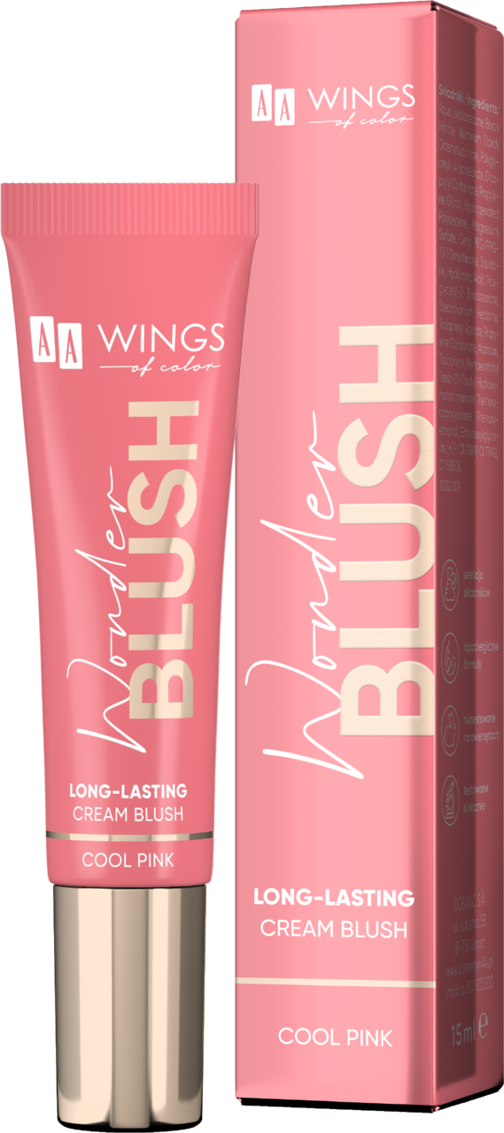 AA WINGS OF COLOR, Wonder Blush , róż do policzków, nr 01 Cool Pink, 15 ...