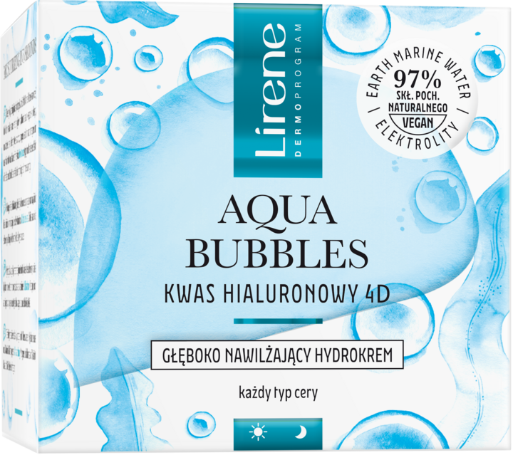 LIRENE, Aqua Bubbles , hydro-krem do twarzy, głęboko nawilżający, na dzień i na noc, 50 ml ...
