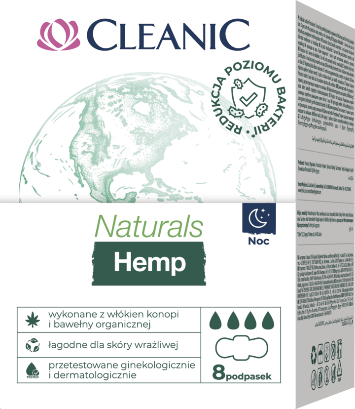 CLEANIC, Naturals Hemp, podpaski higieniczne na noc, 10 szt | Drogeria ...