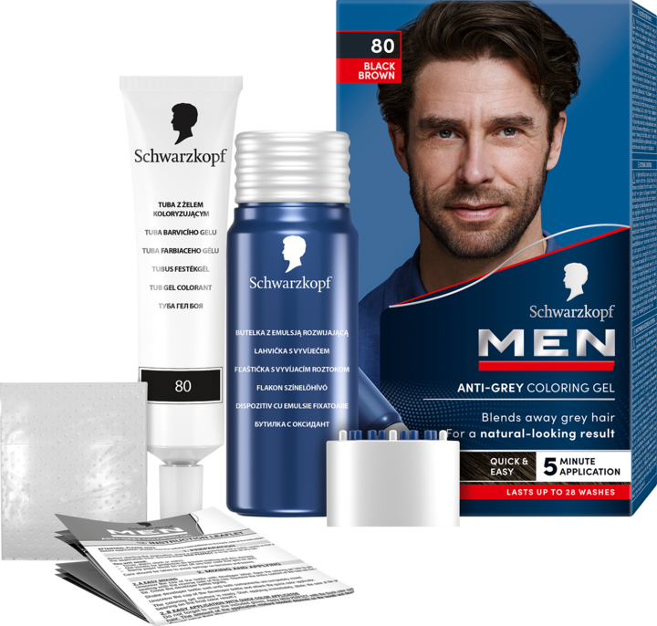 SCHWARZKOPF MEN, żel do włosów, koloryzujący, nr 80 Black Brown, 1 szt ...