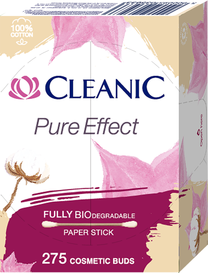 CLEANIC, Pure Effect , patyczki higieniczne, 100% bawełna, 275 szt ...