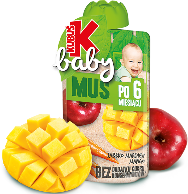 KUBUŚ, Baby , mus owocowy, Jabłko, Marchew, Banan, po 6. miesiącu życia ...