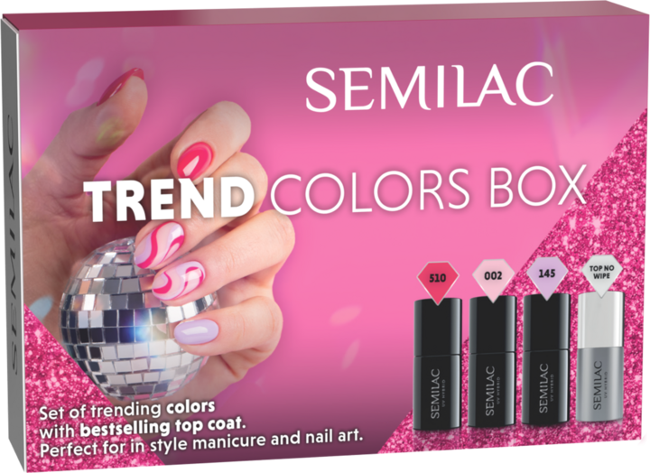 SEMILAC, Trend Colors Box , zestaw lakierów hybrydowych + top coat, 1 ...