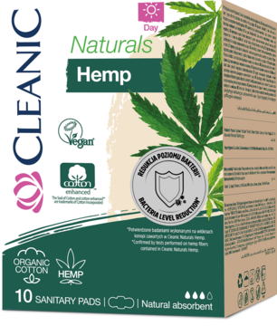 CLEANIC, Naturals Hemp , podpaski higieniczne, na dzień, 10 szt ...